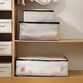 Arte Regal Textilní úložný box na uschování oblečení a ložního prádla, WHITE KIPIT, 45x30x20, bílý