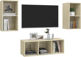 3dílný set TV skříněk dub sonoma kompozitní dřevo 3079739
