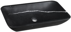 Sapho BLOK kamenné umyvadlo 60 x 11 x 35 cm Marquin černý matný 2401-39