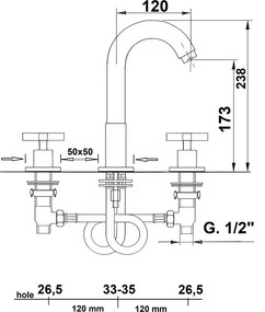 Sapho Sapho, TRAX tříprvková umyvadlová baterie bez výpusti, chrom, 602/S