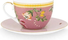 Pip Studio La Majorelle cappuccino šálek s podšálkem 270ml, růžový (porcelánový šálek s podšálkem)