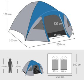 Outsunny dvoustěnný kopulový stan venkovní iglú pro 4 osoby, 4 roční období, vodotěsný, s moskytiérou, taška na přenášení| Aosom