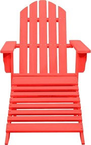 Zahradní židle Adirondack s podnožkou masivní jedle červená 315863