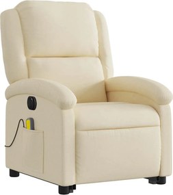 Elektrické zvedací masážní polohovací křeslo krémové textil 3204209