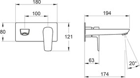 Novaservis Metalia 58 - Umyvadlová baterie pod omítku včetně tělesa, chrom, 58200,0