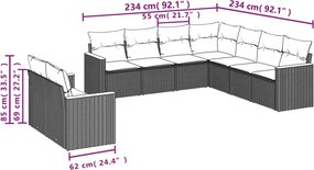 9dílná zahradní sedací souprava s poduškami černá polyratan 3226098