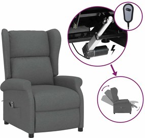 Elektrické polohovací křeslo ušák tmavě šedé textil 3098320
