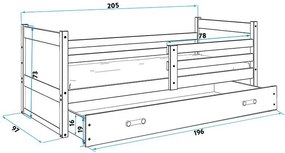 Postel Riky 90x200 borovice/grafit