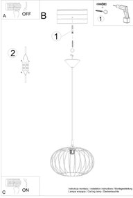 Sollux SL.1185 - Lustr na lanku TSUNO 1xE27/15W/230V černá