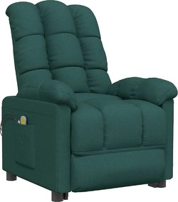 Elektrické masážní křeslo tmavě zelené textil 3073764