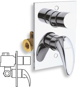 Novaservis Metalia 55 - Podomítková baterie na 2 spotřebiče, s přepínačem na 2 výstupy, chrom 55050R,0