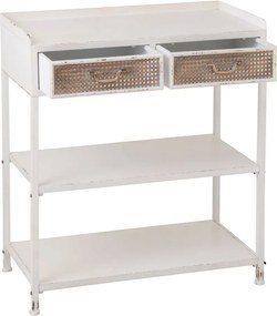 Bílý antik kovový konzolový stůl se šuplíky Valio White - 75*38*84cm
