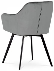 Jídelní židle šedá sametová látka, kovové nohy, černý matný lak DCH-425 GREY4