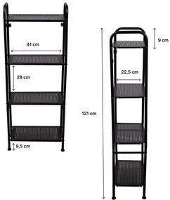 Erga Miki, 4-policový regál 420x220x1065mm, černá matná, ERG-YKA-P.MIKI-4