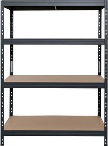 Kovový regál RIVET PRO 180x120x60 DTD dřevotříska 4 úrovně antracitová šedá