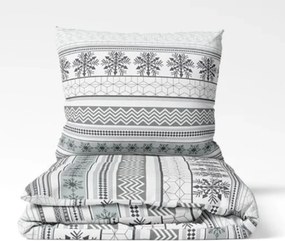 Vánoční povlečení bavlněné Winter šedé TiaHome - 1x Polštář 90x70cm, 1x Přikrývka 140x200cm