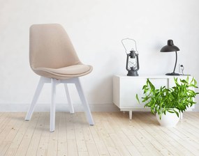 Konferenční židle Borneo V2 bílá konstrukce látka – krémová