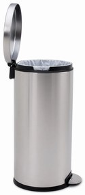 Pedálový odpadkový koš Simplehuman – 30 l, kulatý, matná ocel, FPP