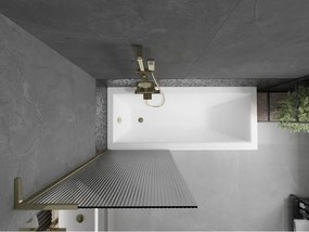 Mexen Next L, 1-křídlová vanová zástěna 70 x 150 cm, 6mm sklo s žebrovým vzorem, zlatý lesklý profil, 895-070-000-03-09-50