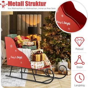 Costway Kovový košík na sáně pro Santa Clause Dárky pro Santa Clause Úložné saně