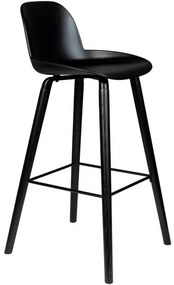 OnaDnes -20% Černá plastová barová židle ZUIVER ALBERT KUIP ALL BLACK 76 cm