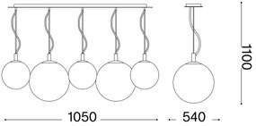 Ideal Lux - Lustr na lanku MAPA 5xE27/42W/230V zlatá/kouřová