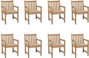 vidaXL Zahradní židle 8 ks podušky masivní teak [3073059] Barva: Šedá