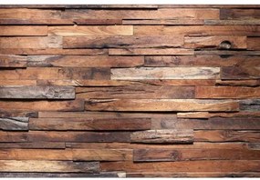DIMEX | Samolepicí vliesová fototapeta na zeď Dřevěná zeď MA-5-0158 | 375 x 250 cm | hnědá