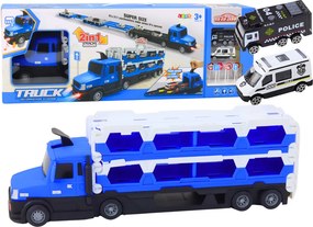 LEAN Toys Lora Odtahovka Závodní dráha 2 v 1 Světla Zvuky Značky Autíčka Modrá