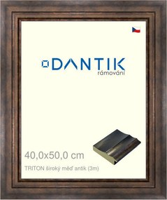 DANTIK rámeček 40x50 | TRITON široký měď antik (Sklo Čiré)