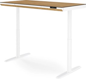 Elektrický psací stůl sit-stand se zásuvkou a bezdrátovou nabíječkou Qi bílý/zlatý dub, 1400 mm: ELLIS