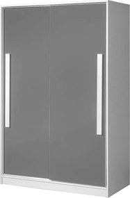 Šatní skříň s posuv. dveřmi GULLIWER 12 bílá/šedá lesk