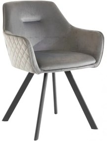 Danish style Jídelní židle Nimba, samet, černá / šedá