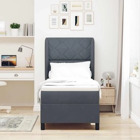 Postel s boxspringem s čelo Tmavě šedá 200 x 80 cm samet 3340953