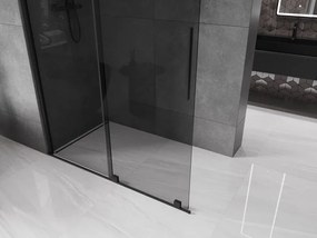Mexen Velar, sprchová zástěna s posuvnými dveřmi Walk-in 130 x 200 cm, 8mm šedé sklo, černá matná, 871-130-000-43-70