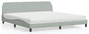 Postel s matrací Dover světle šedá 200 x 200 cm samet 3208471