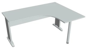 Stůl ergo oblouk levý 160×120/60 cm - Hobis Cross CE 60 L Dekor stolové desky: šedá, Dekor lamino podnože: šedá, Barva nohou: Stříbrná