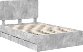Rám postele s čelo Betonově šedá 135 x 190 cm Inženýrské dřevo 3412605