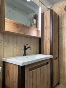 Kingsbath Queen Wotan Oak 80 zrcadlová skříňka do koupelny s LED podsvícením