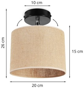 Nástěnné svítidlo JUTA, 1x jutové stínítko, (výběr ze 2 barev konstrukce - možnost polohování)