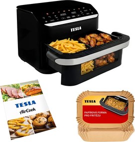 TESLA AirCook DualHeat QD575 XXL - multifunkční duální digitální horkovzdušná fritéza