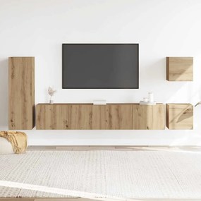 Sada 5 kusů nástěnné TV skříňka dub artisan kompozitní dřevo 3329200