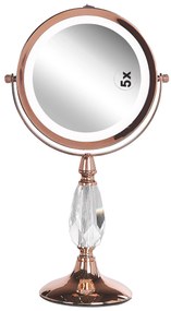 Kosmetické zrcátko s LED osvětlením ø 18 cm růžově zlatá MAURY Beliani