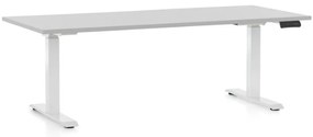 Výškově nastavitelný stůl OfficeTech D, 180 x 80 cm, bílá podnož, světle šedá