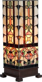 Béžovo-hnědá hranatá stolní lampa Tiffany Squillo - 18*18*45 cm E27/max 1*40W