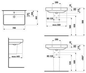 Laufen Pro S Umyvadlo 70 x 46,5 cm bez přepadu, bílá H8109670001561