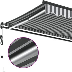 Automatická zatahovací markýza s LED antracit a bílá 350x250 cm 3310229