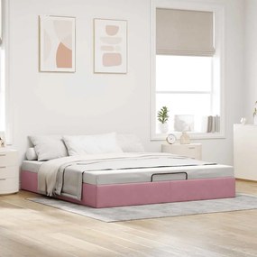Osmanský rám postele bez matrací růžová 200x200 cm samet 3310990