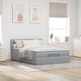 Osmanský rám postele s matrací světle šedá 140x200cm textil 3311629