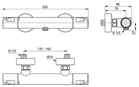 Ideal Standard Ceratherm T50 Termostatická sprchová baterie, chrom A7214AA